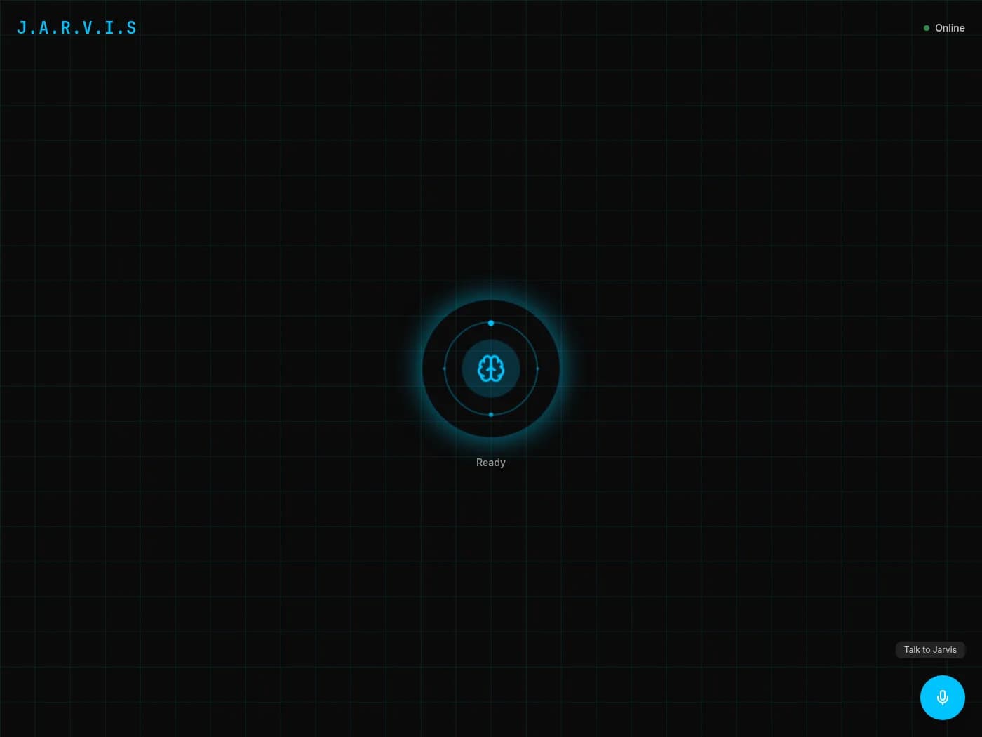 JARVIS Futuristic Voice Assistant Web Interface