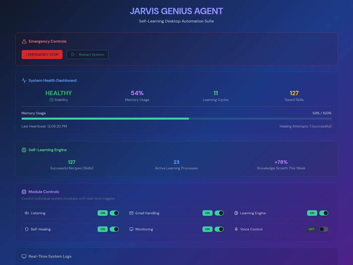 Jarvis Genius Agent: Self-Learning Desktop Automation Suite