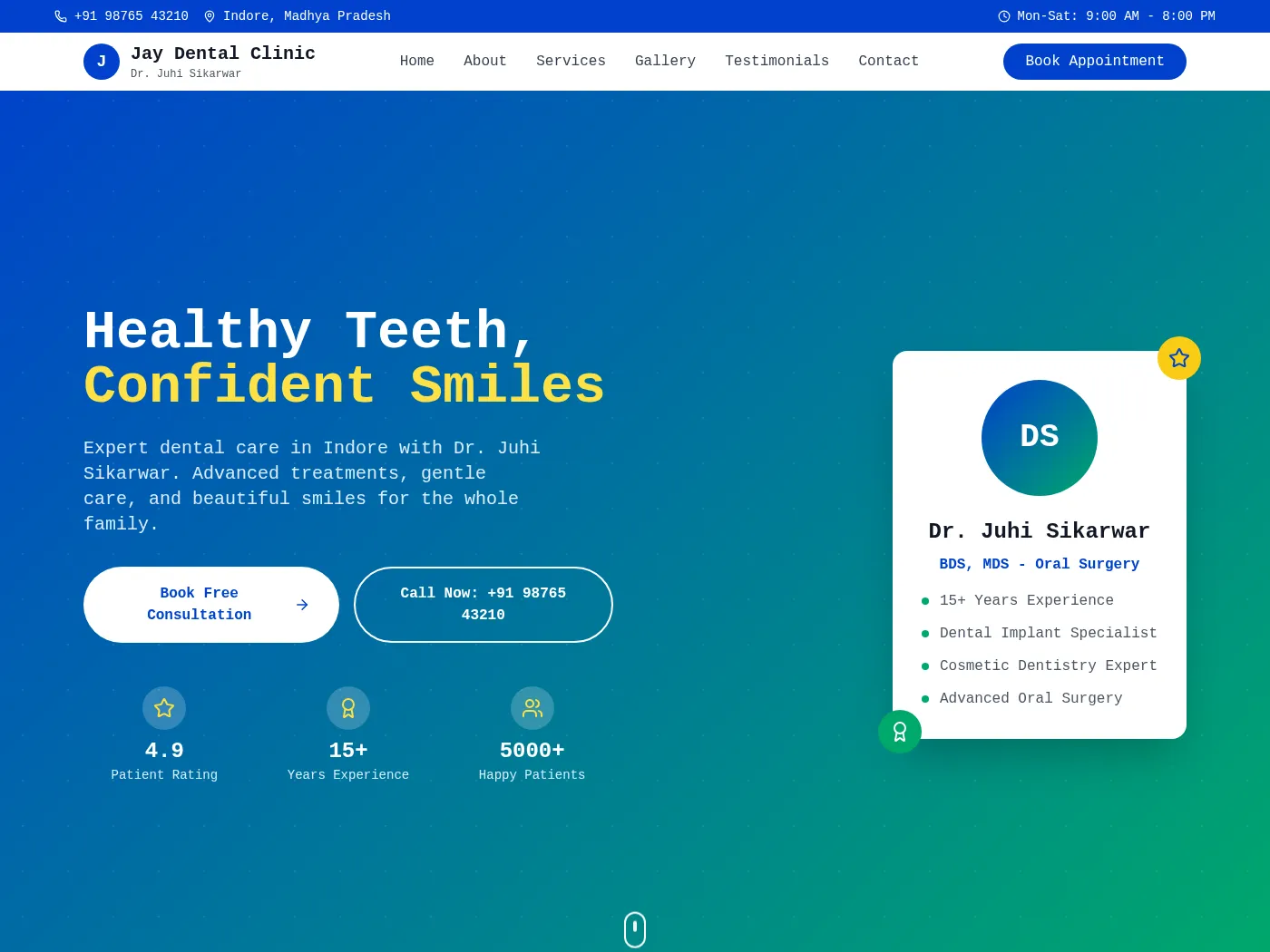 Jay Dental Clinic Indore Modern Multi-Page Website