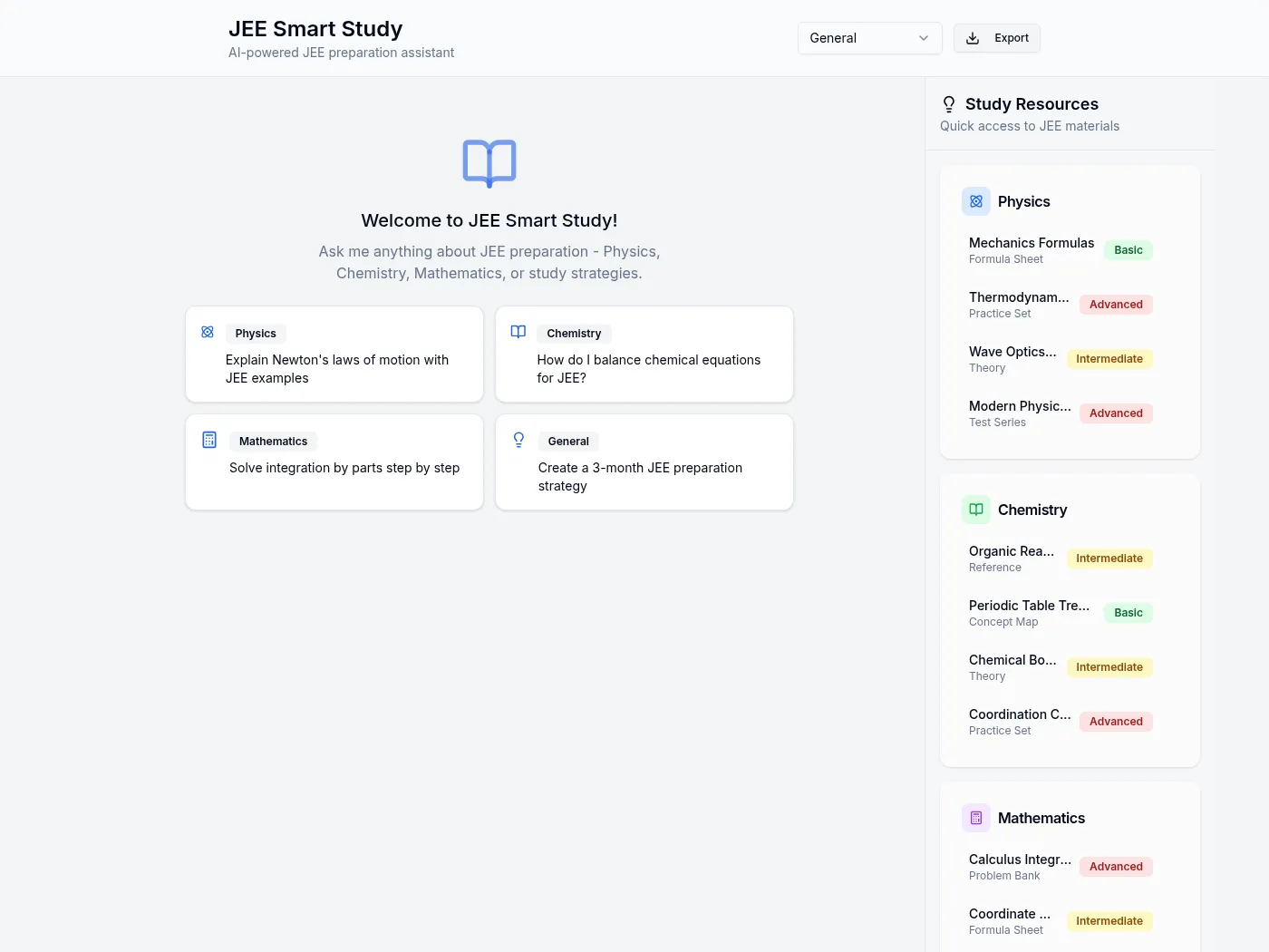 JEE Smart Study Chatbot