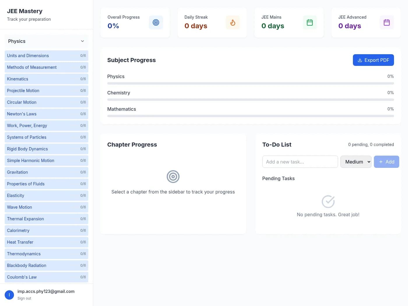 JEE Mastery Dashboard: Ultimate Preparation & Progress Tracker