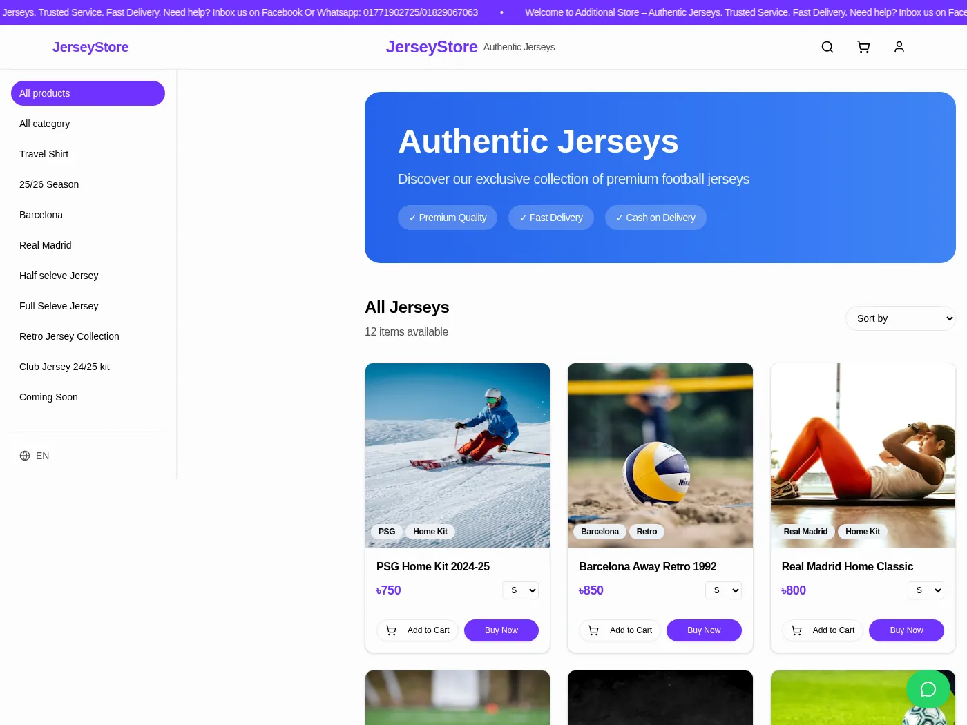 JerseyStore – Modern E-commerce for Authentic Jerseys