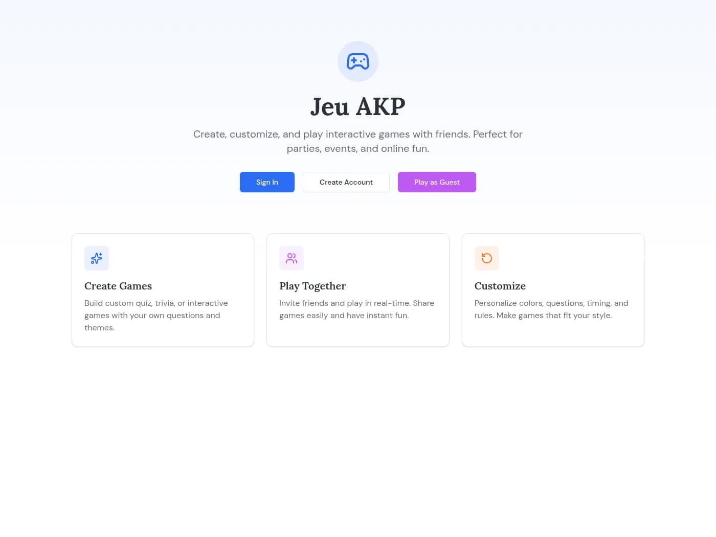 Jeu AKP - Plateforme de jeux interactifs