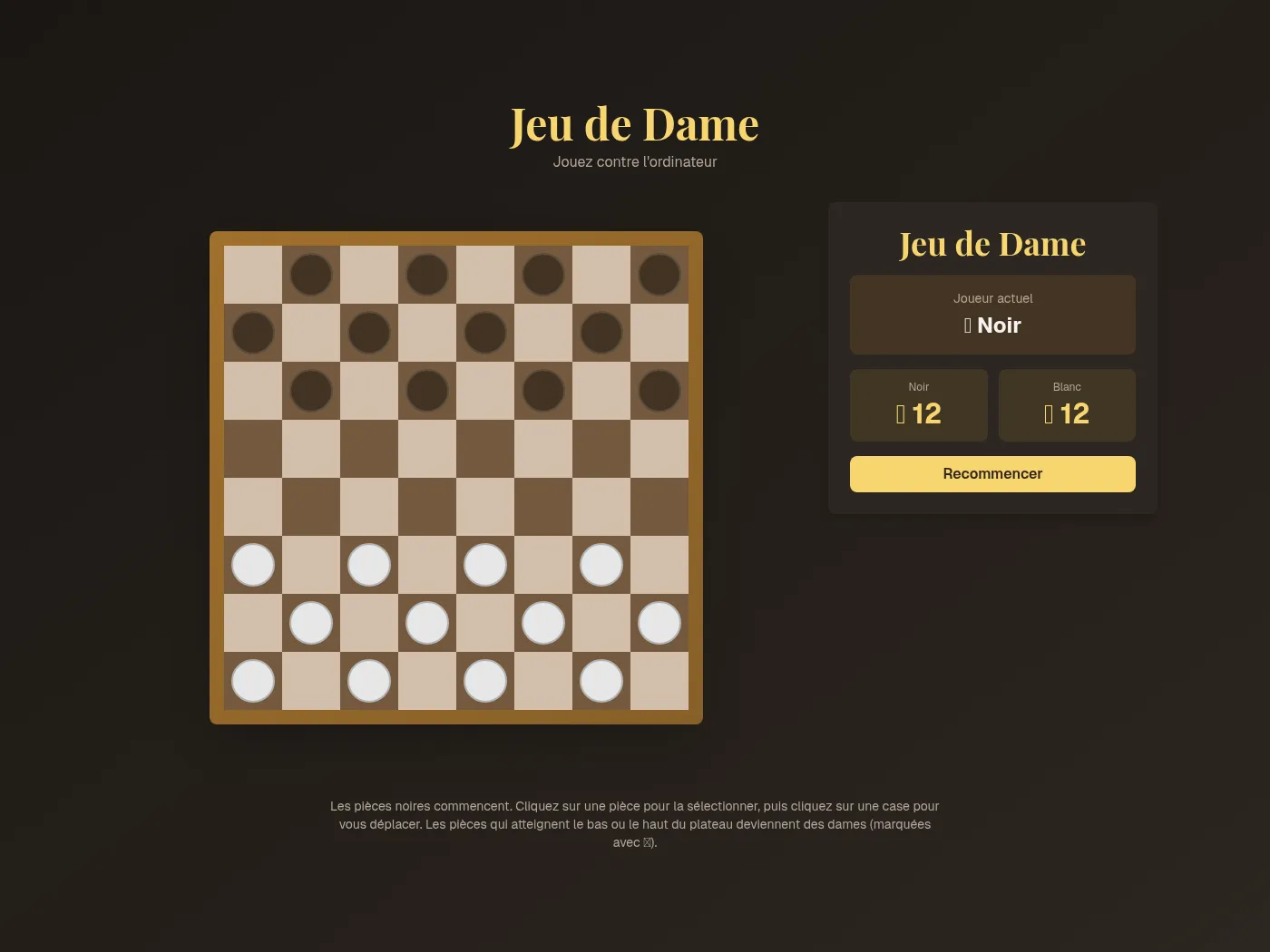 Jeu de Dame en Ligne