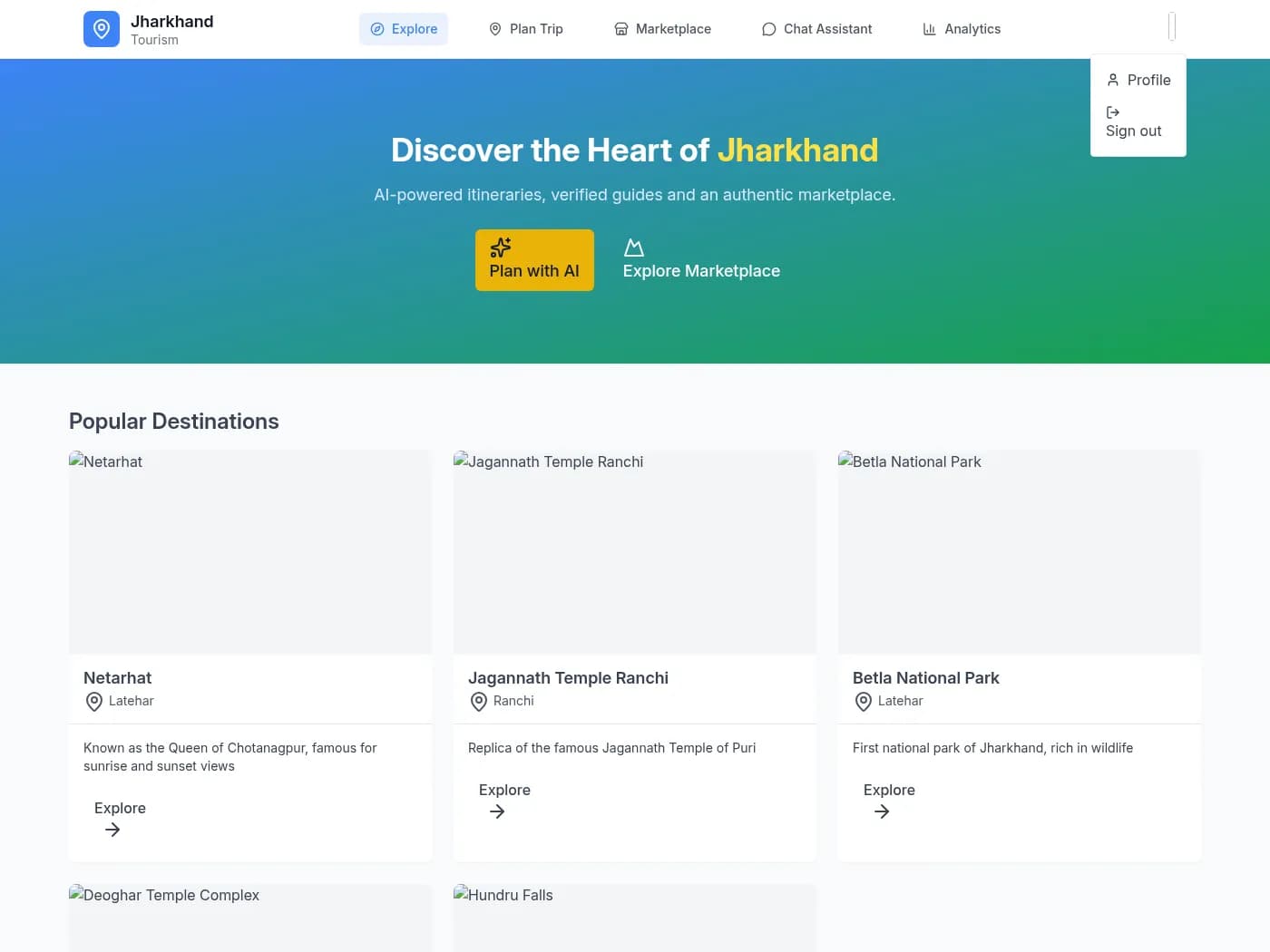 Jharkhand AI-Powered Smart Tourism Platform