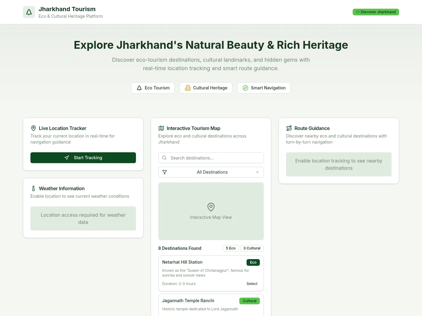 Jharkhand Eco & Cultural Tourism Smart Platform