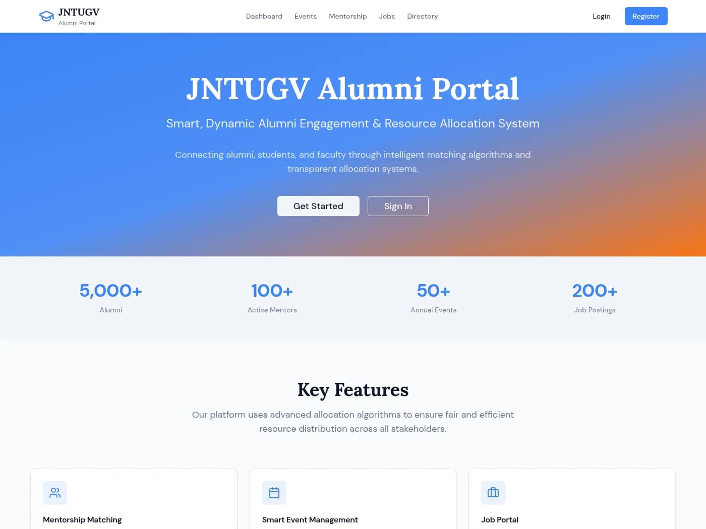 JNTUGV Alumni Portal — Smart Dynamic Engagement & Allocation System