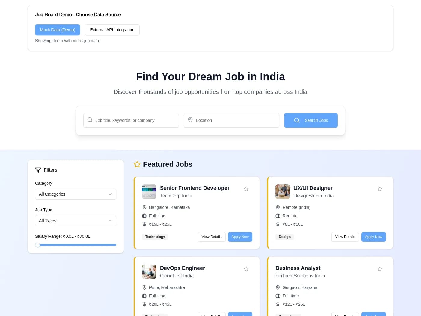 Job Board Single Page Component