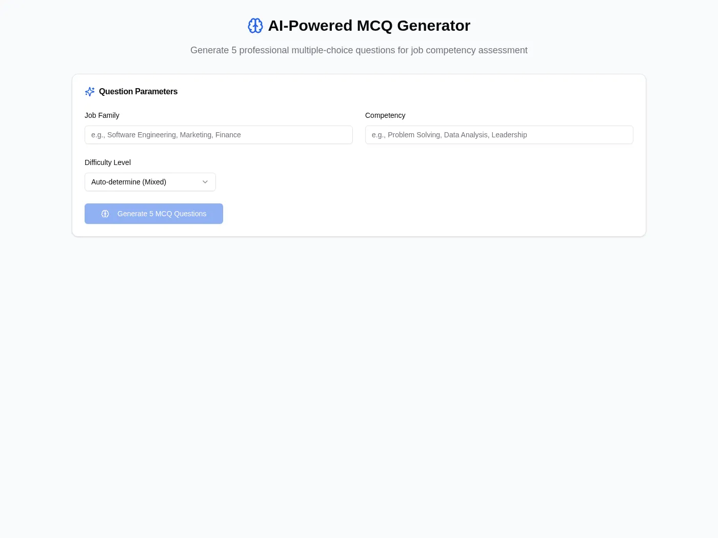 AI-Powered Job Competency MCQ Generator