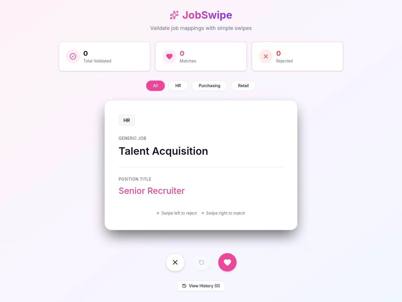 Swipe-to-Validate Job Mapping App for HR Functions