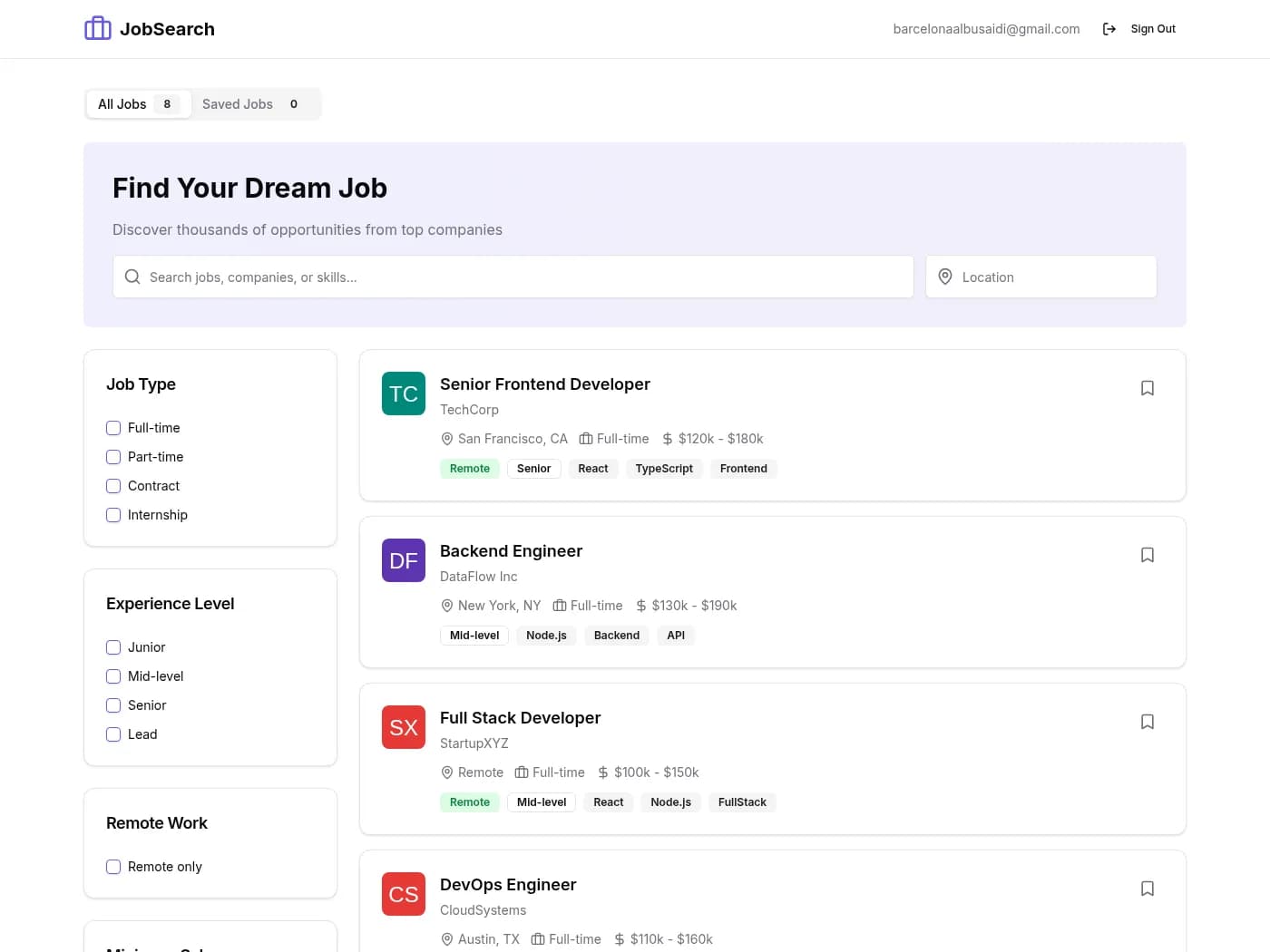 Job Search Web Platform