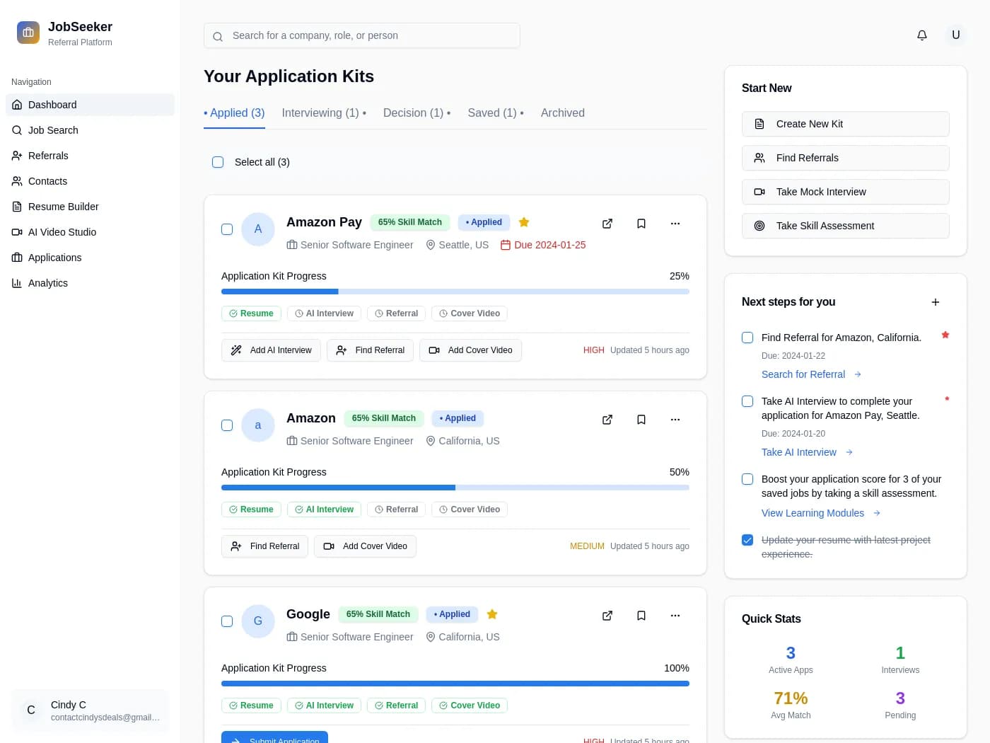 Job Seeker Referral & Resume Platform