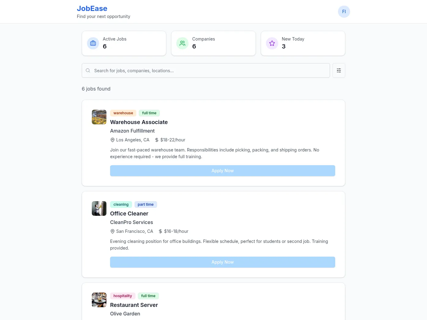 JobEase: Streamlined Job Search & Application for Entry-Level Workers