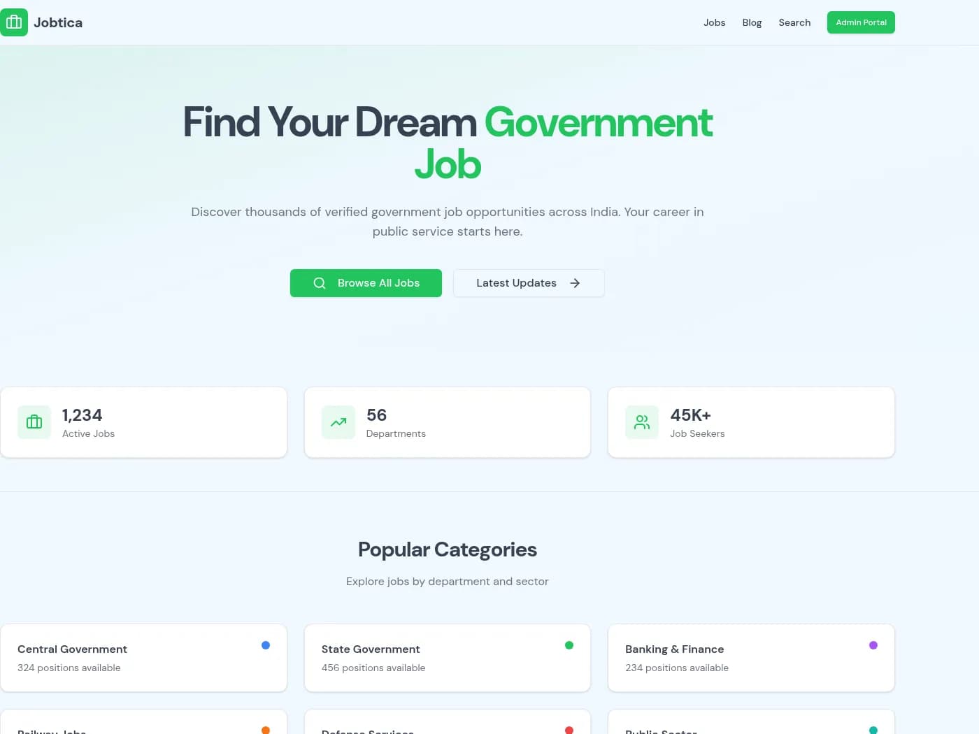 Jobtica – Modern Government Job Portal and Admin Suite