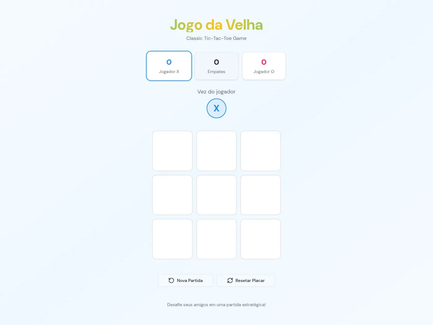 Jogo da Velha – Classic Tic-Tac-Toe Game Online