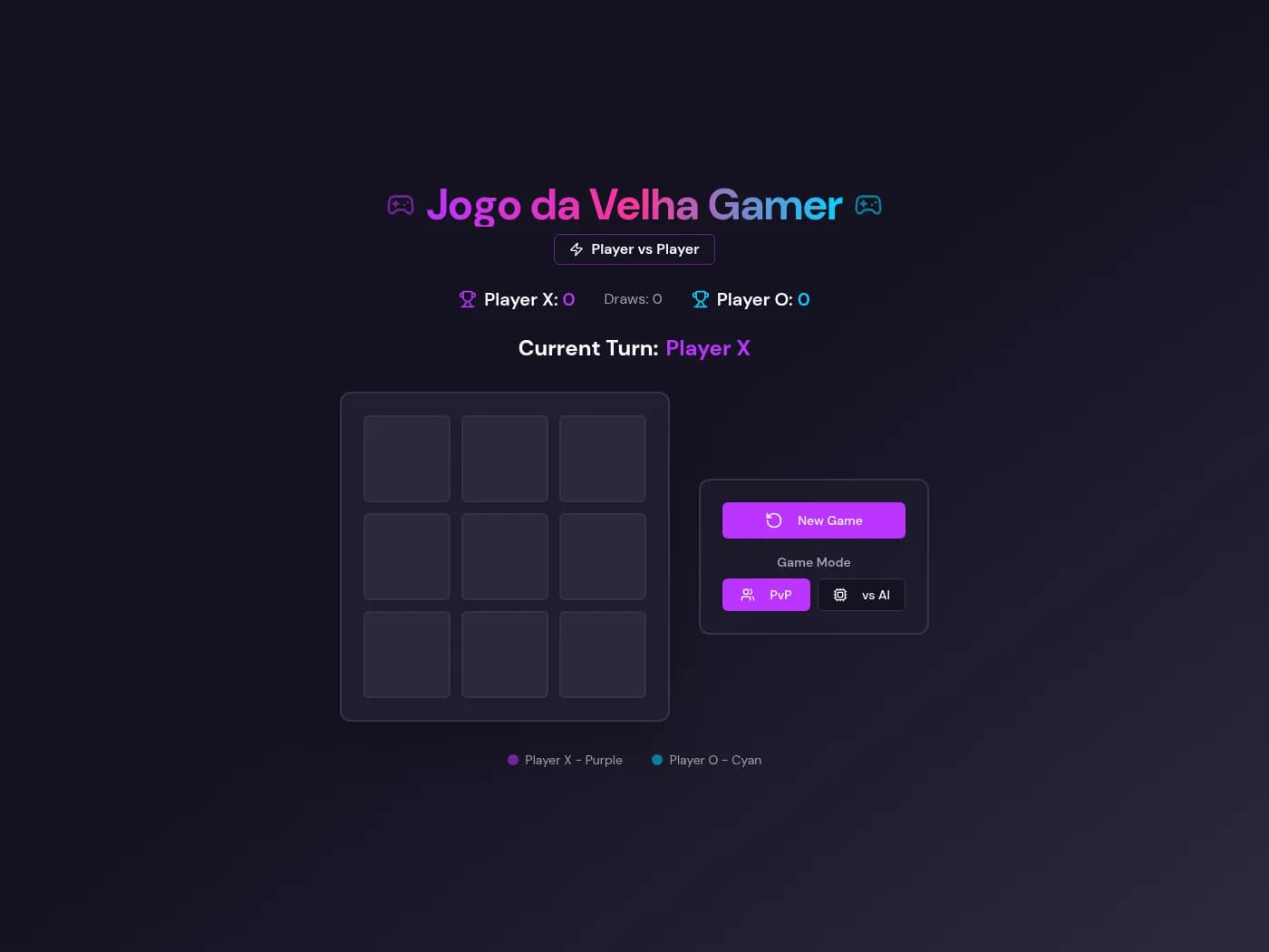 Jogo da Velha Gamer - Interactive Tic Tac Toe Challenge
