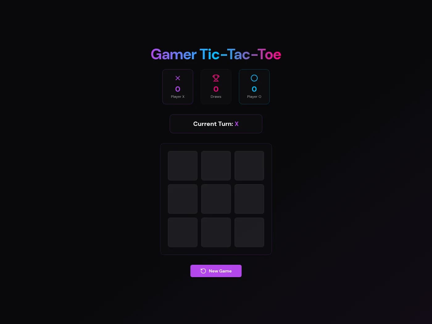 Gamer Tic-Tac-Toe Game