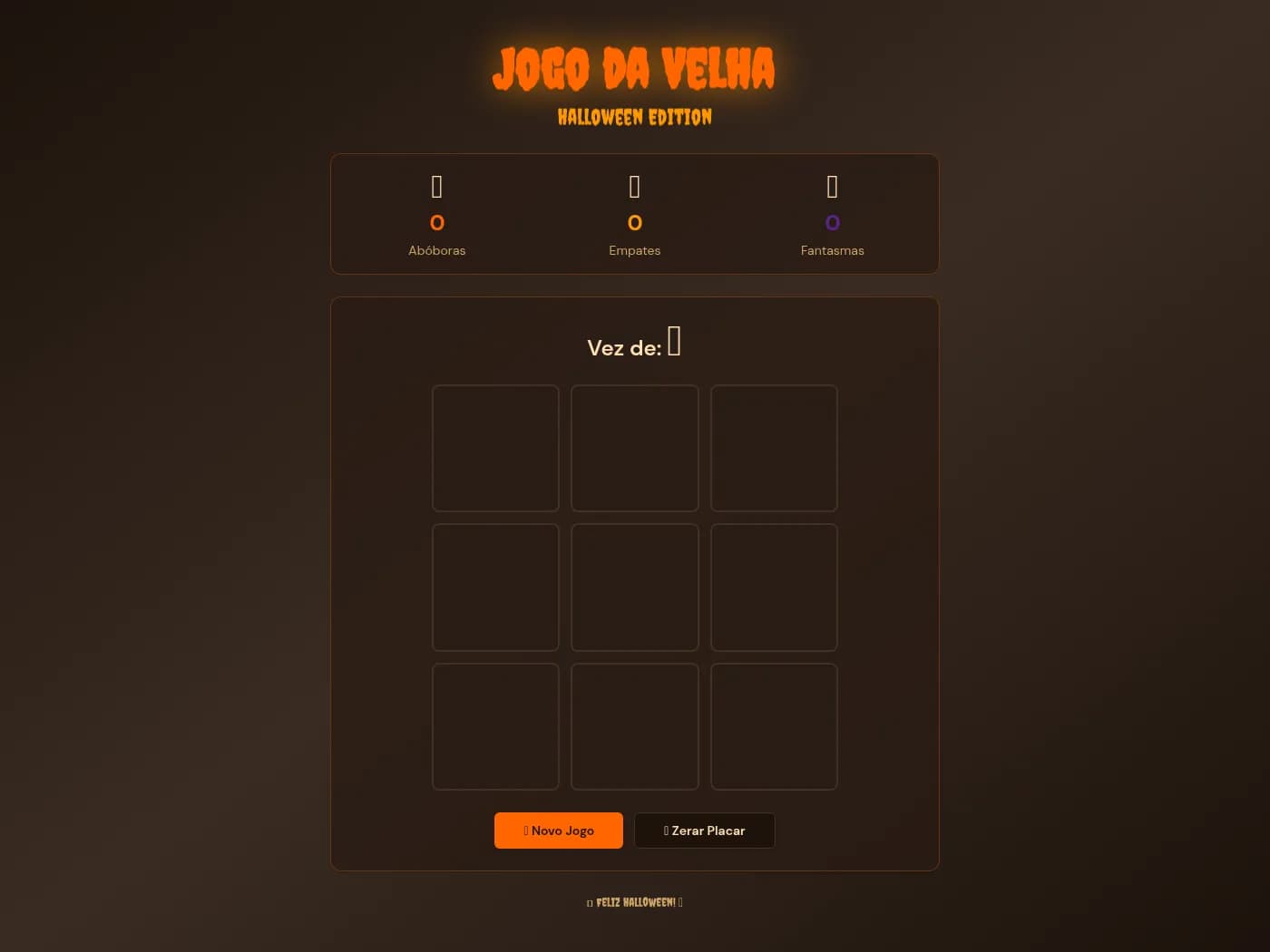 Jogo da Velha Especial de Halloween