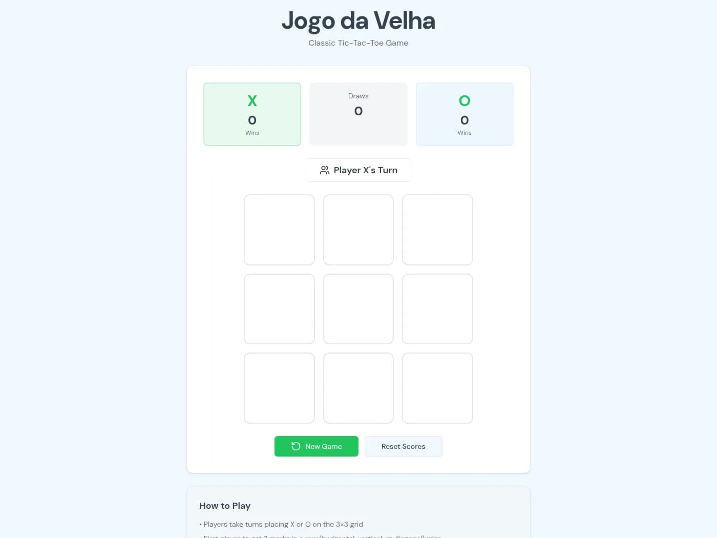 Jogo da Velha: Classic Tic-Tac-Toe Game