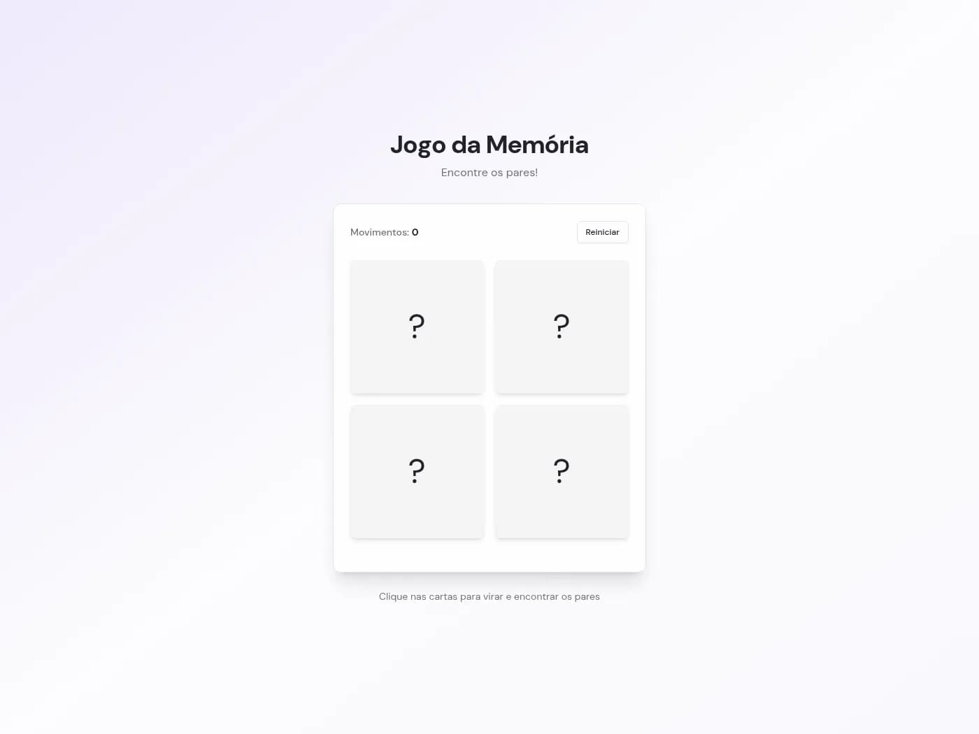 Jogo de Memória de 4 Cartas