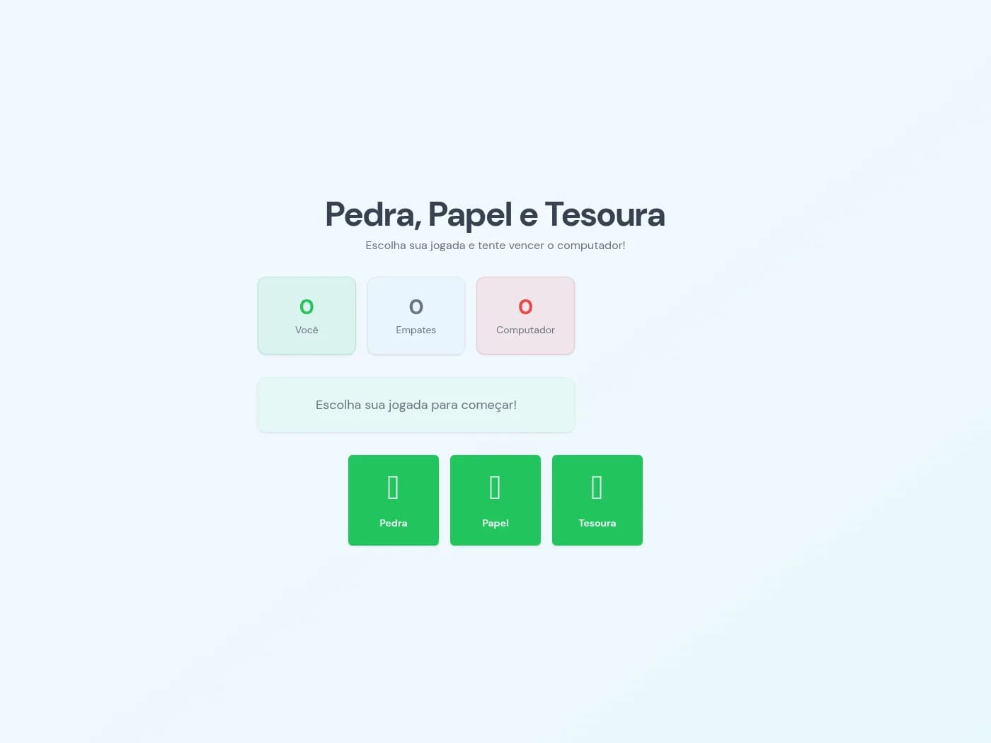 Jogo Simples de Pedra, Papel e Tesoura