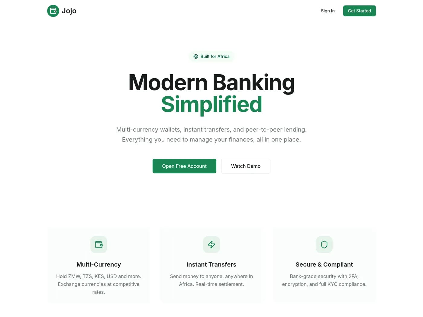 Jojo Neo Bank – Modern African Digital Banking & P2P Lending Platform