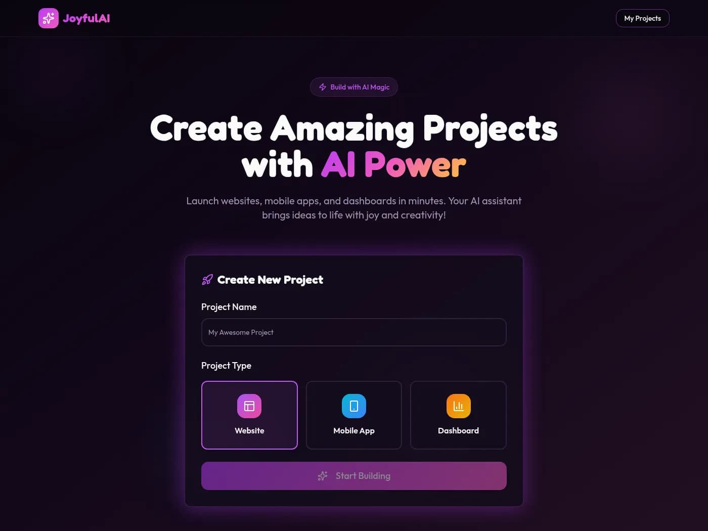 Joyful Project Launcher and AI Project Editor Web App