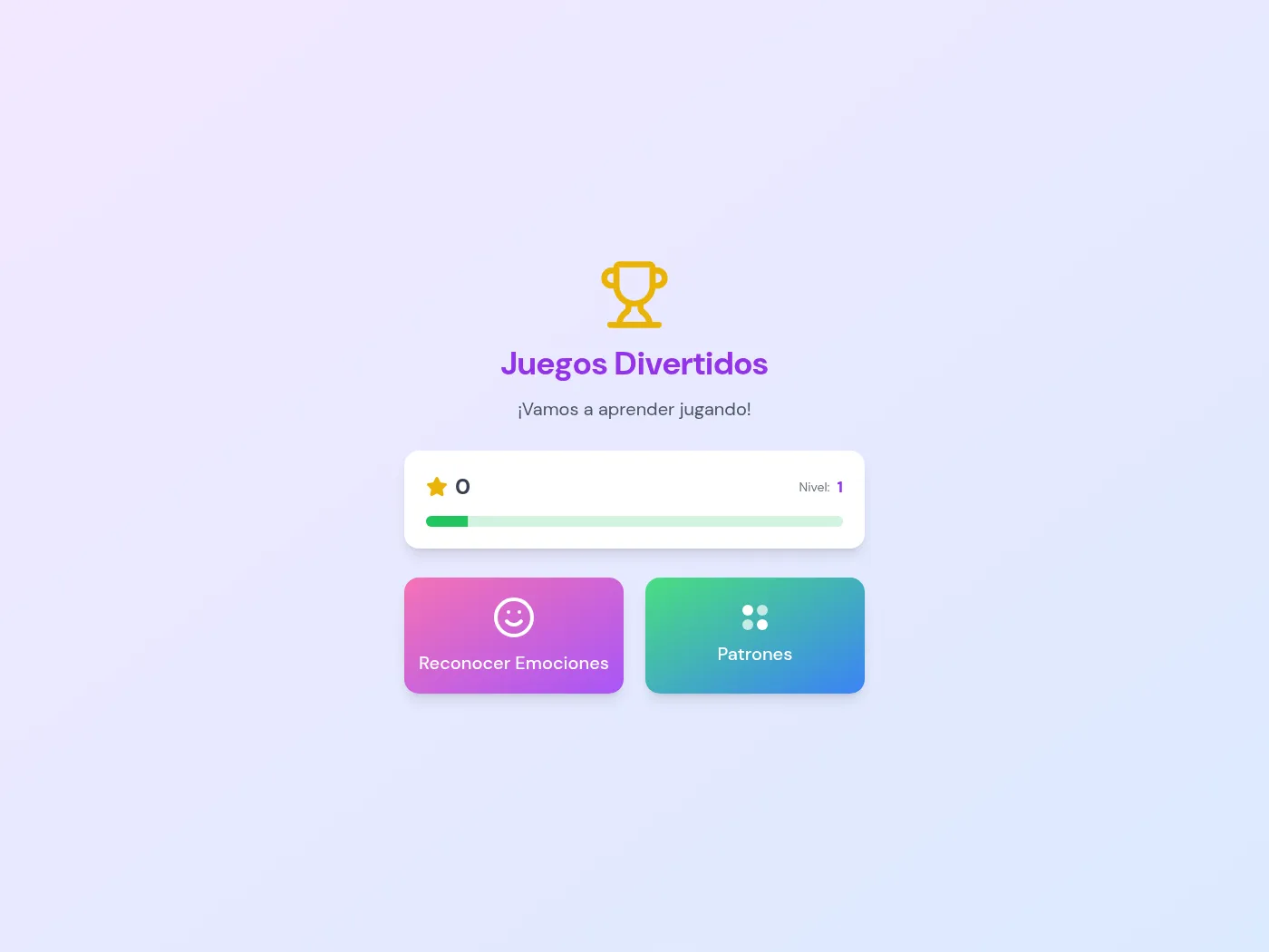 Juego interactivo para entrenamiento infantil de autismo