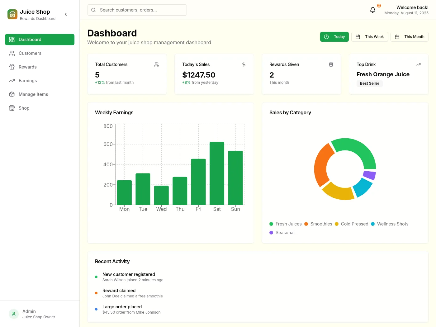 Juice Shop Rewards & Management Dashboard