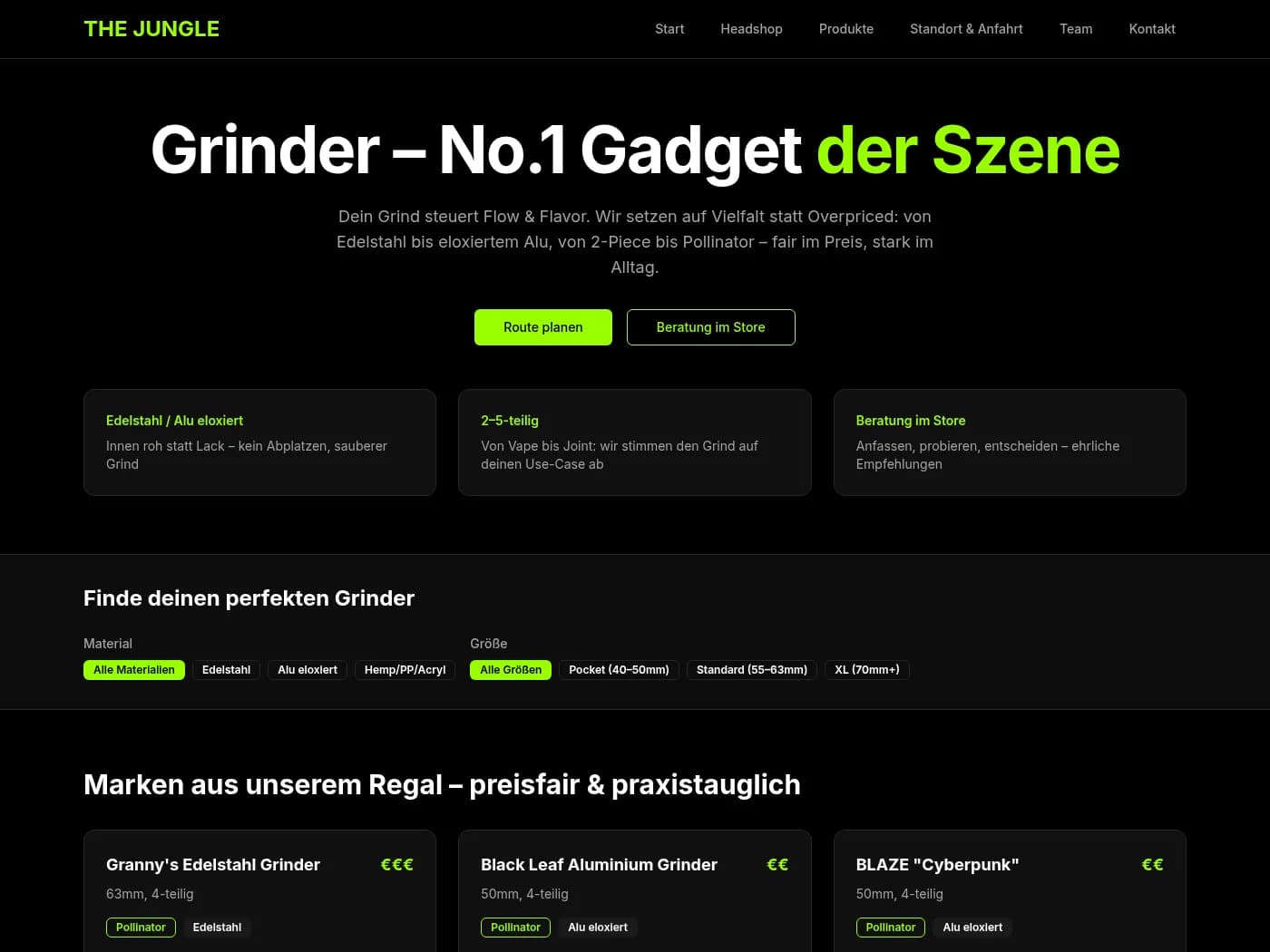 Jungle Headshop Grinder Product Page Clone