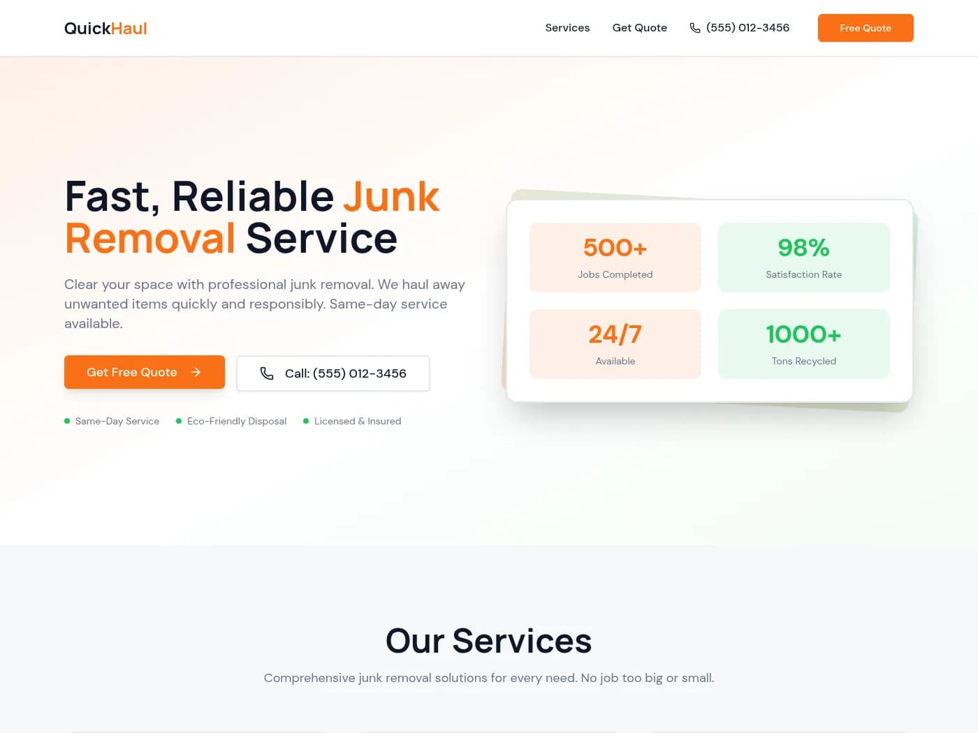 Junk Removal Business Website