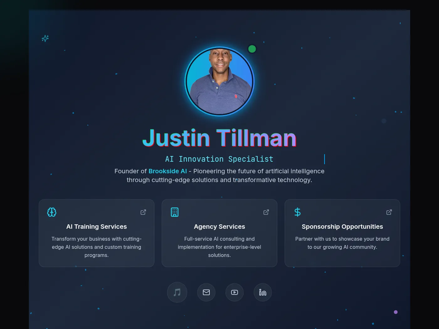Justin's Futuristic AI Landing Page