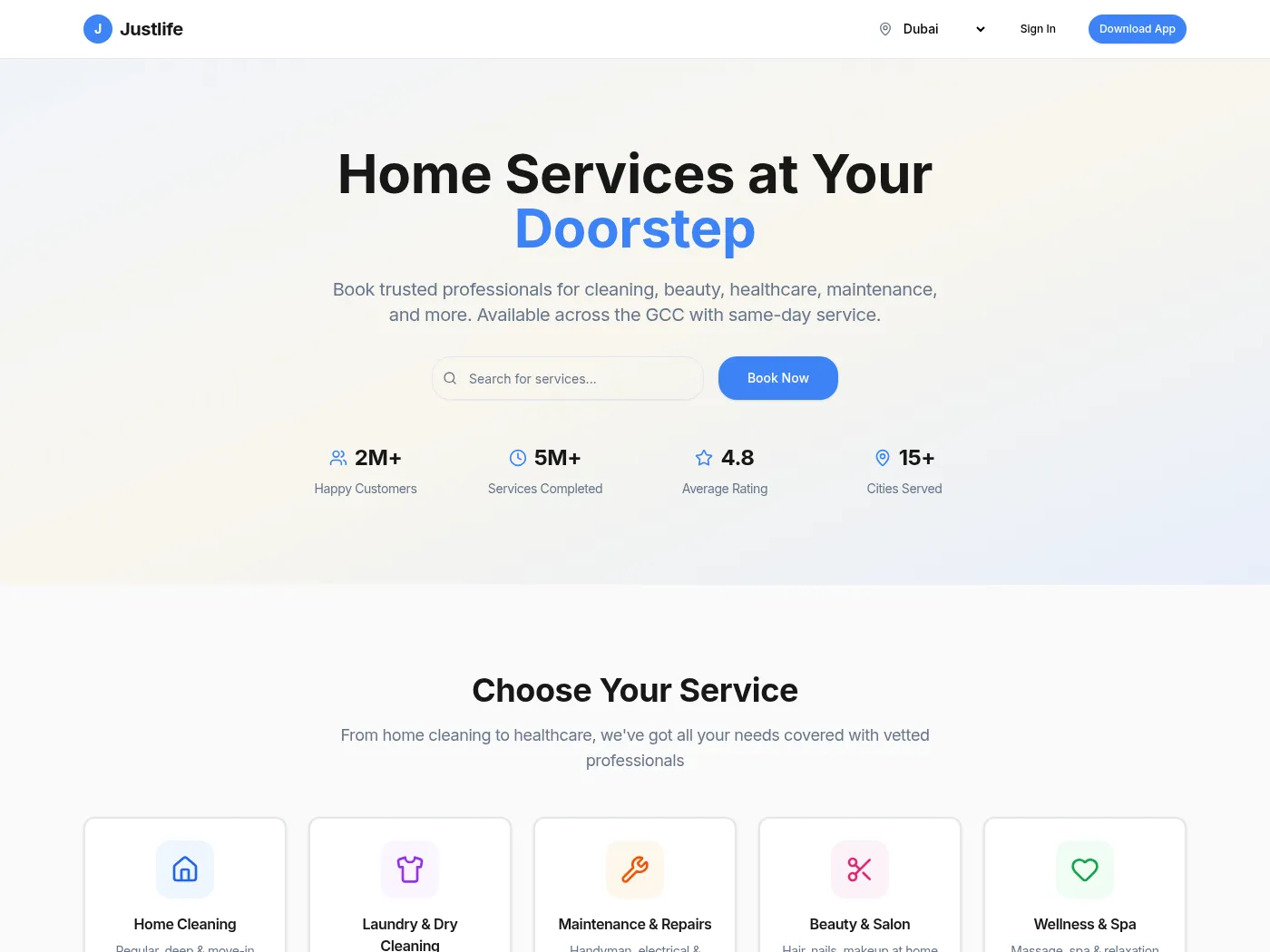 Justlife: GCC Super App for Home, Wellness, and Healthcare Services