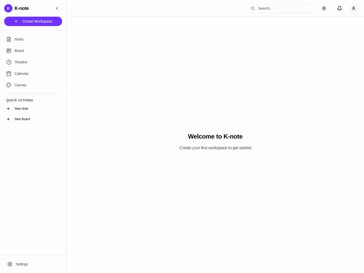 K-note: Unified Workspace for Notes, Boards, Timelines, Calendars & Canvas