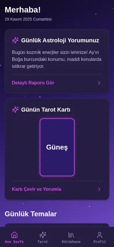 Kader Pusulası: Kişisel Astroloji ve Tarot Rehberlik Mobil Uygulaması