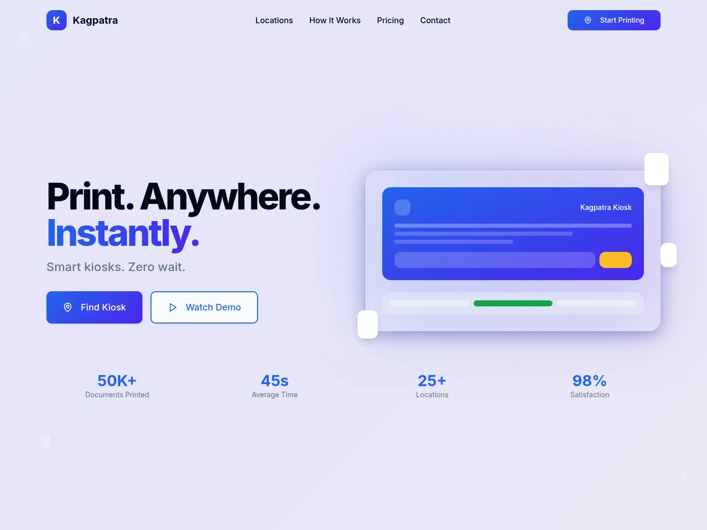 Kagpatra Premium Print Kiosk Web Experience