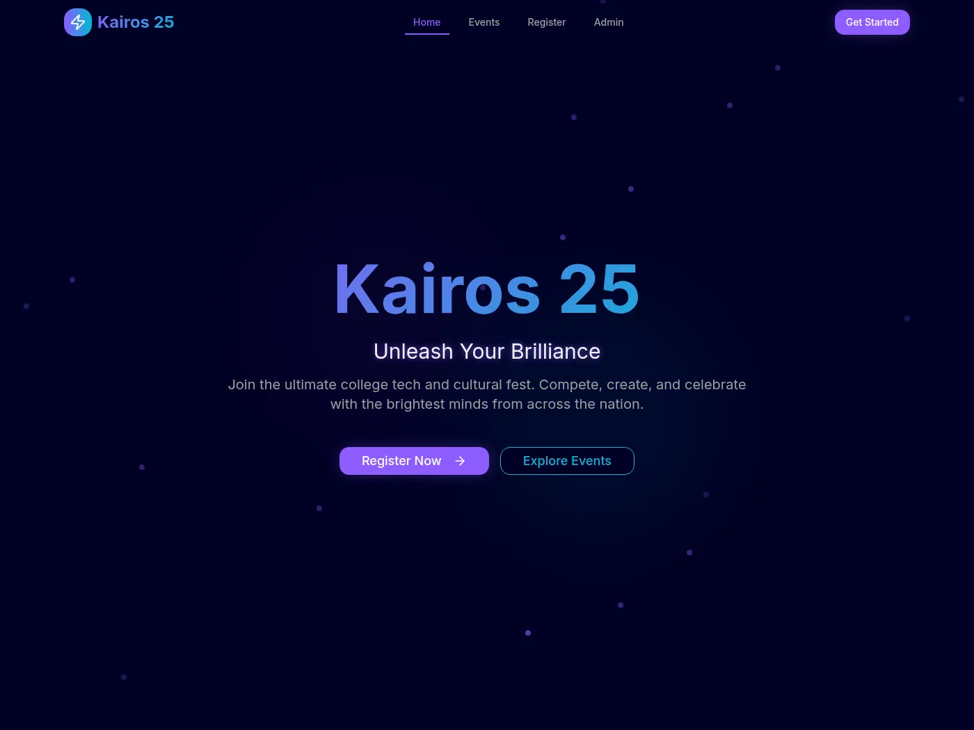 Kairos 25 Frontend – Modern Dark-Themed Event Management UI