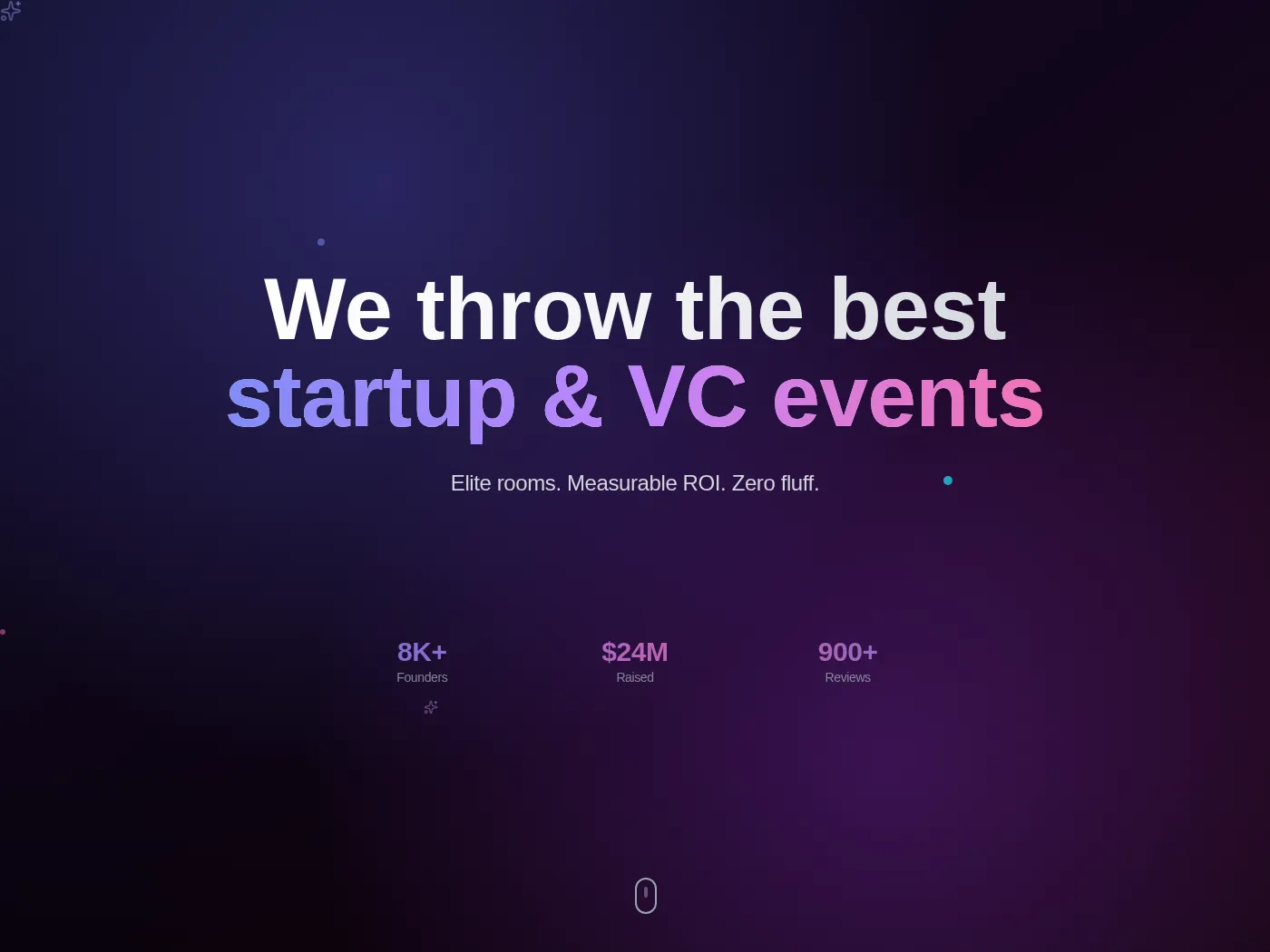 Kamp Home Page: Event Platform for Founders & Sponsors