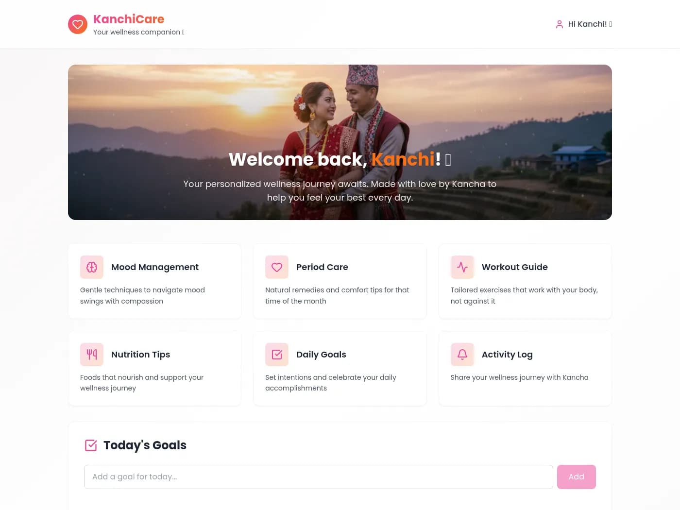 KanchiCare: Personalized Wellness Website for Manisha