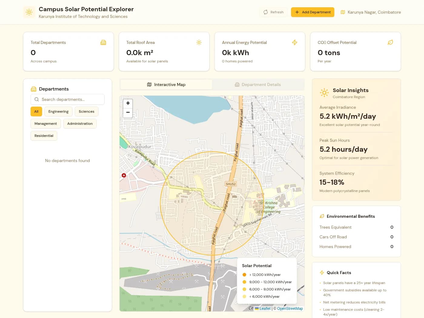 Campus Solar Potential Explorer for Karunya KITS