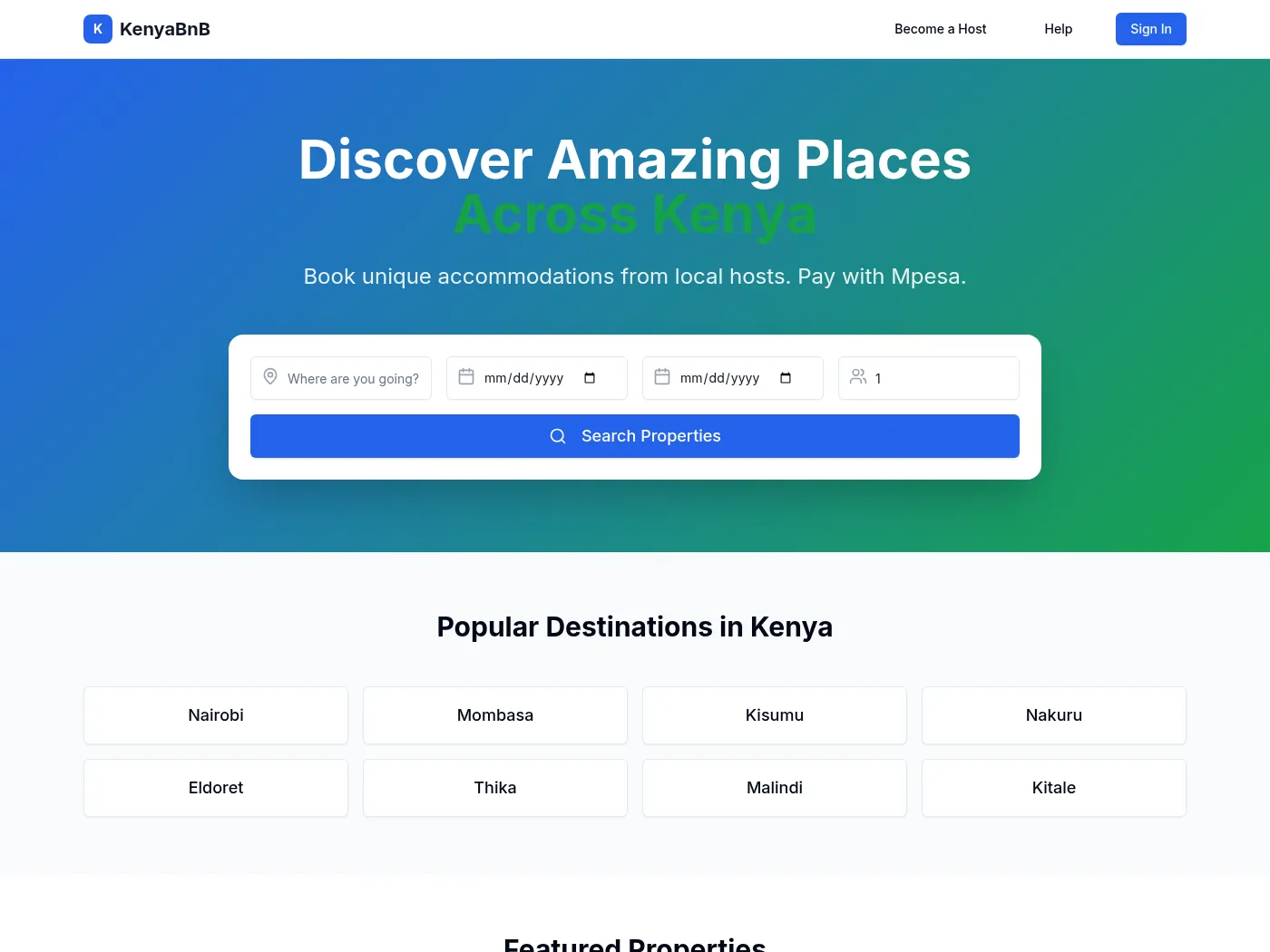 KenyaBnB: Localized Airbnb Clone with Mpesa Integration