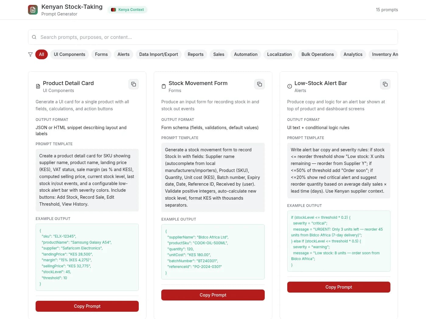 Kenyan Stock-Taking Prompt Generator for Business Apps