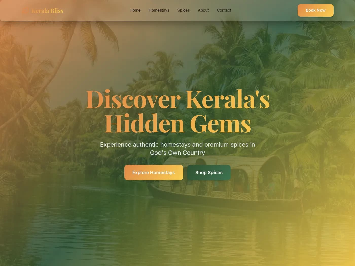 Kerala Homestays & Spices Web Experience