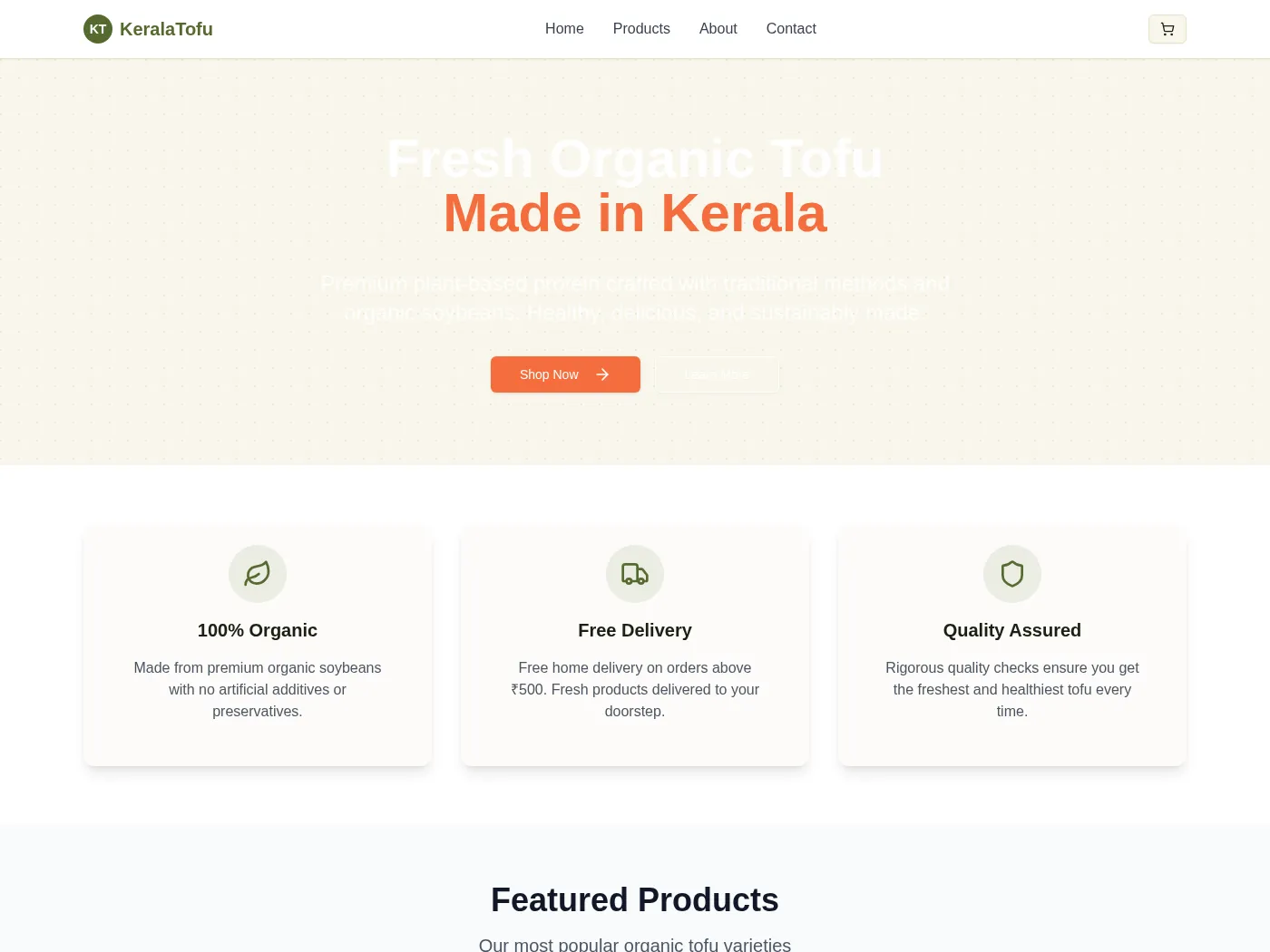KeralaTofu E-commerce Replica with Secure QR Payment