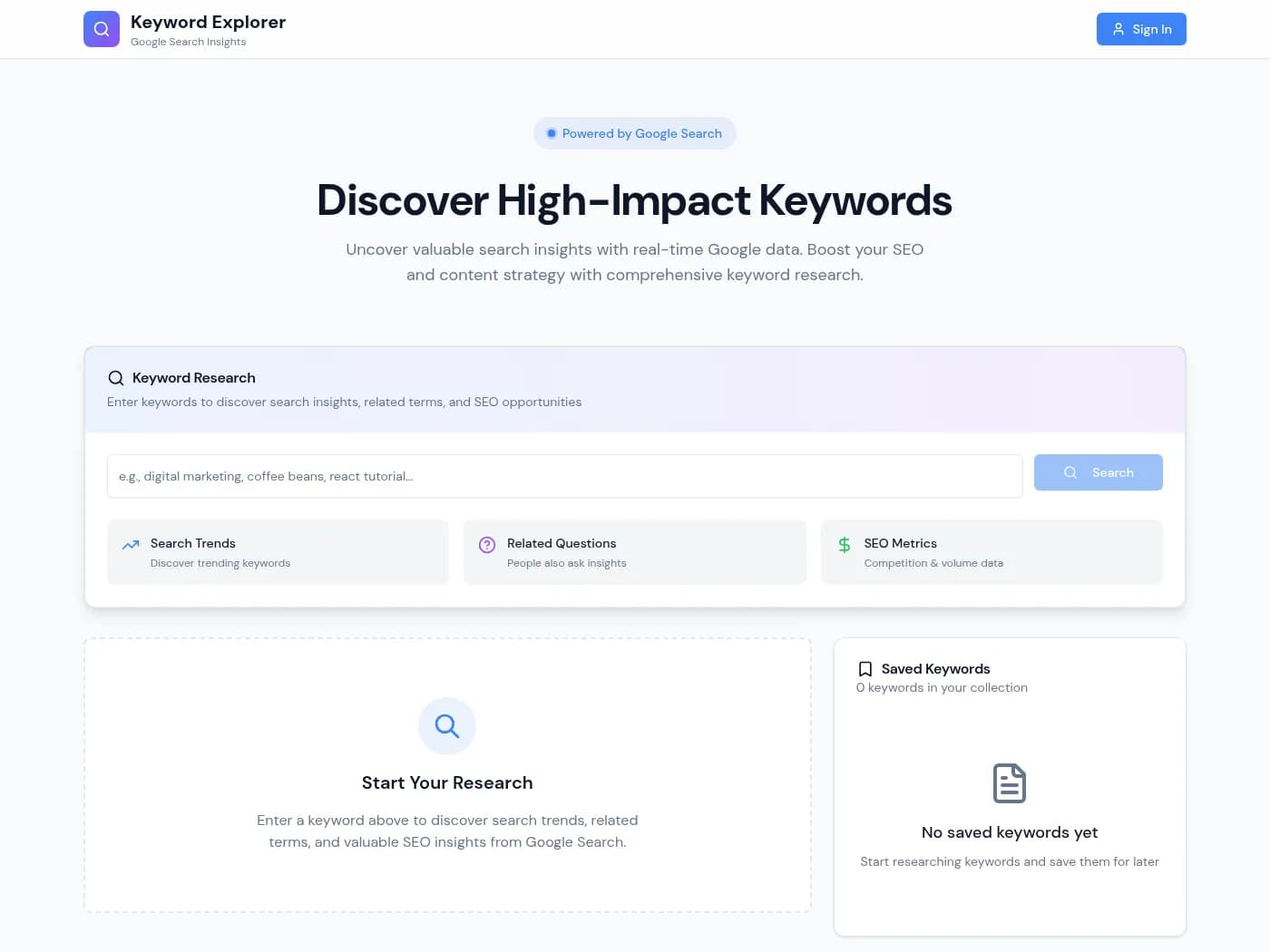 Keyword Explorer: Google Search Insights