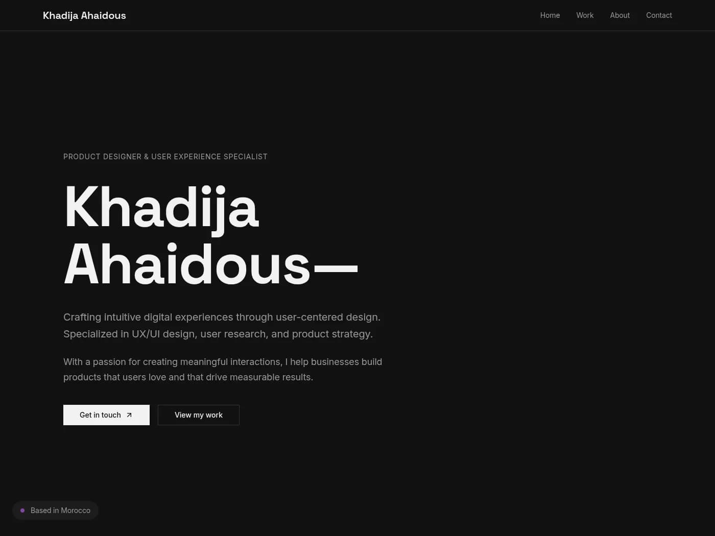 Modern Interactive Portfolio for Khadija Ahaidous