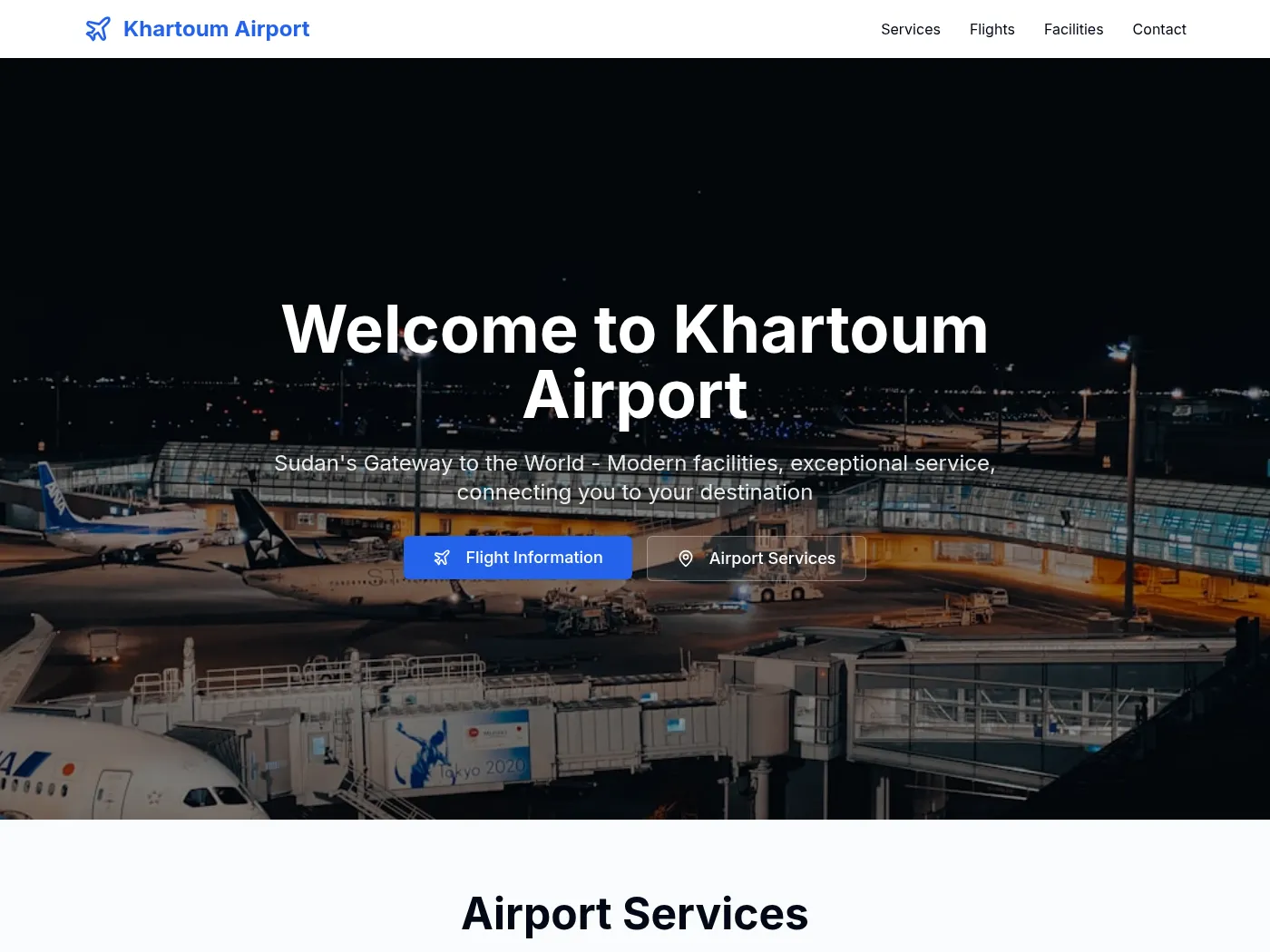 Khartoum Airport Modern Landing Page