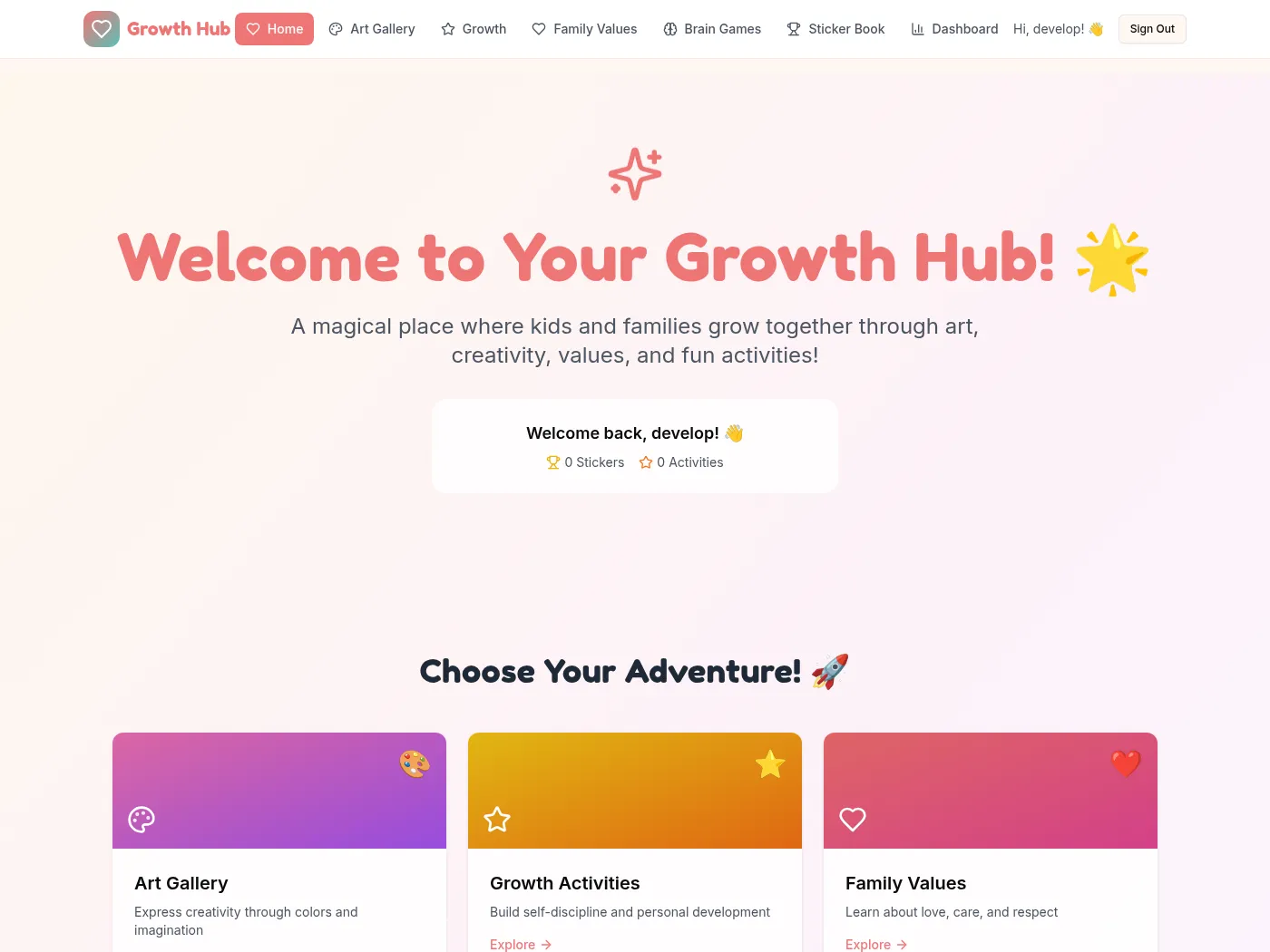 Kid & Family Growth Hub: Online Platform for Art, Values, and Creativity