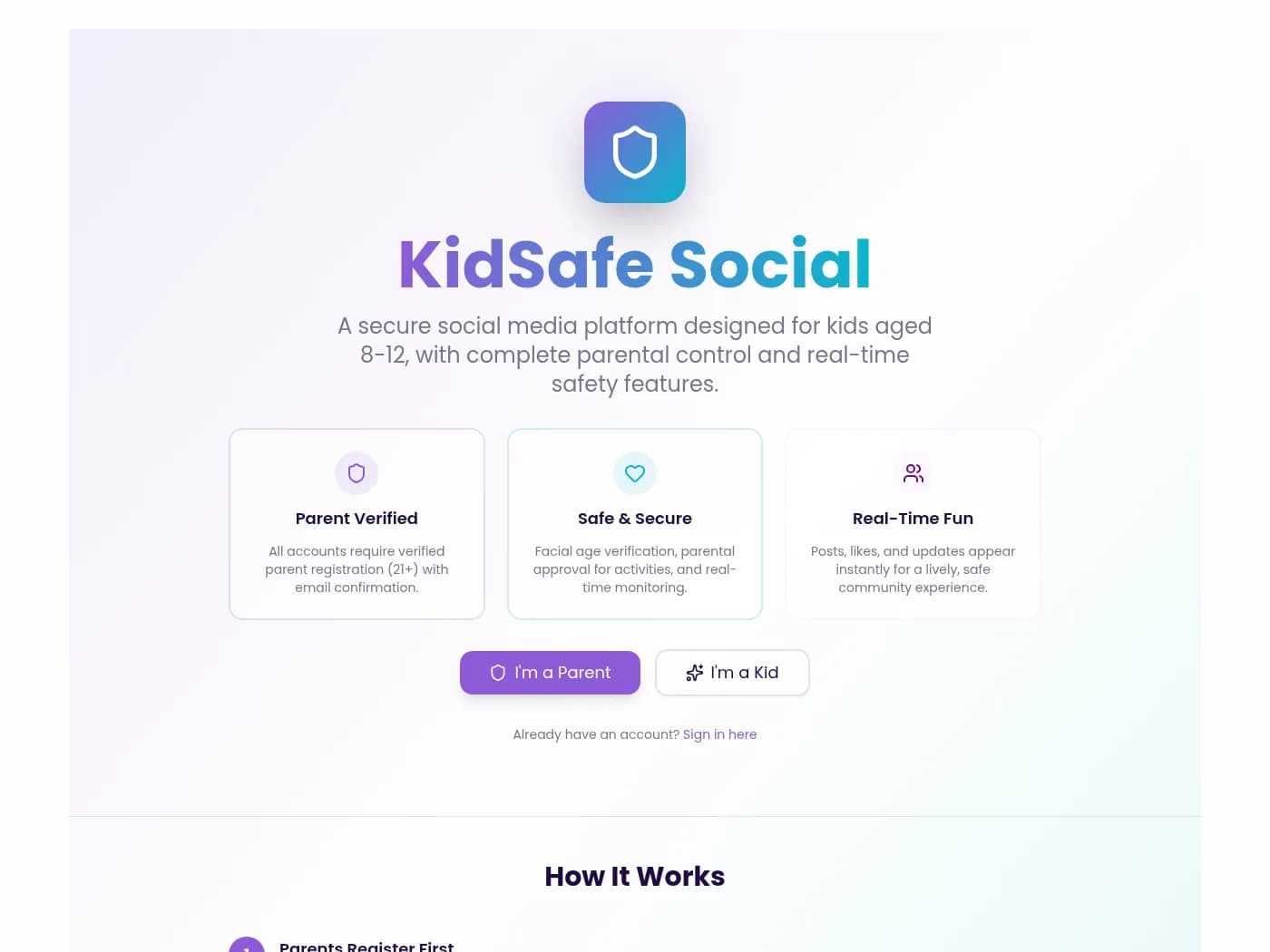 Kid-Safe Social Media Platform with Parental Controls