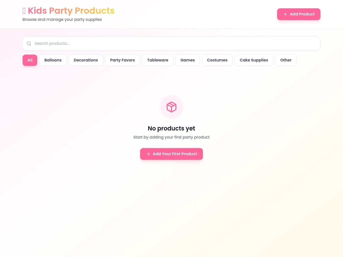 Kids Party Products Showcase